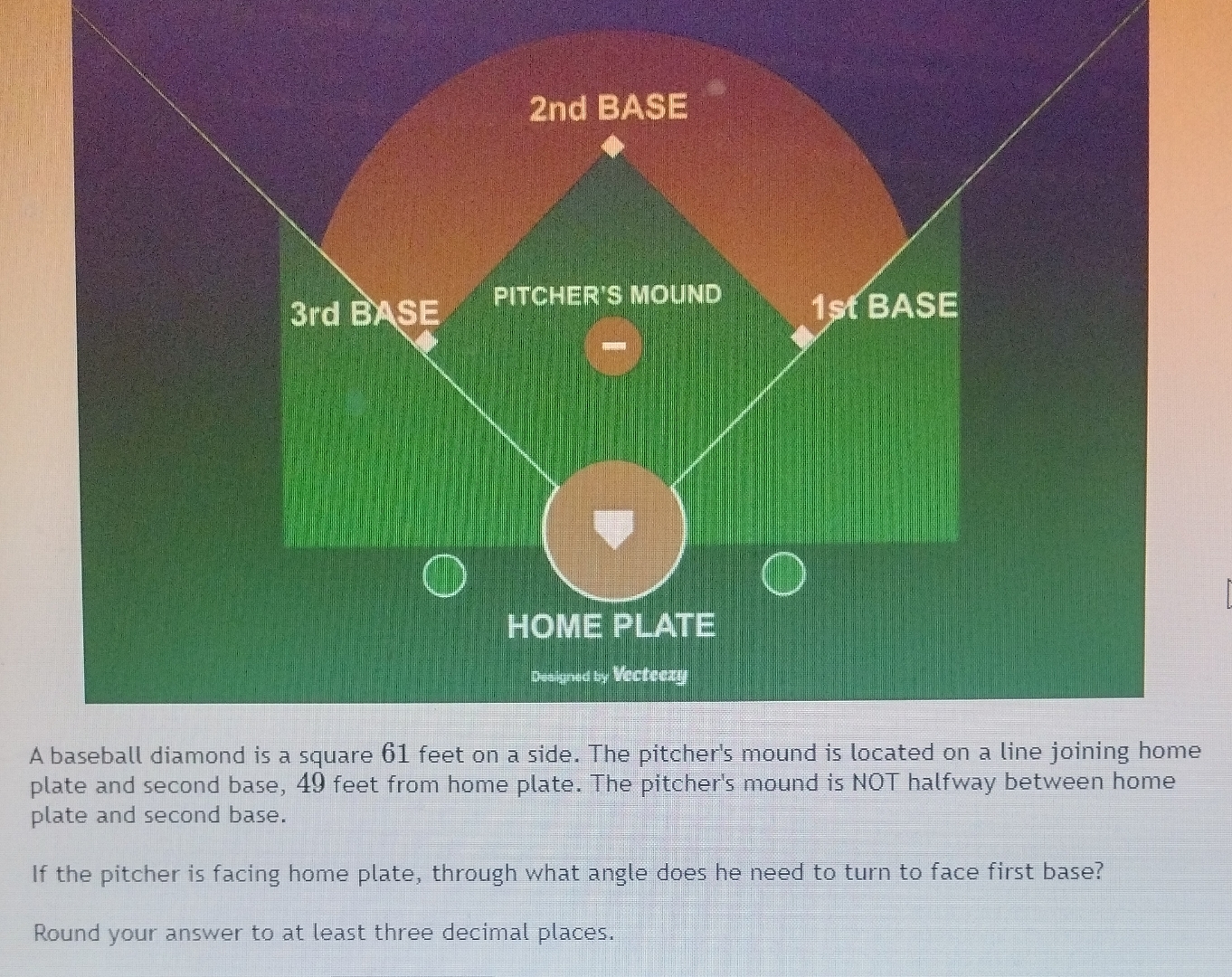 Solved A baseball diamond is a square 61 ﻿feet on a side. | Chegg.com
