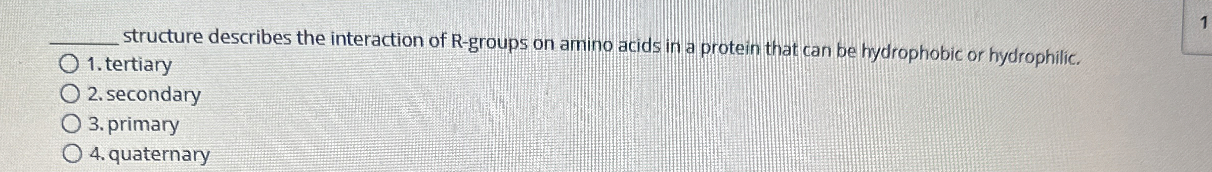 Solved q,tertiarystructure describes the interaction of | Chegg.com