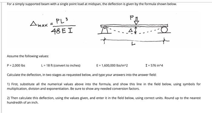Solved For a simply supported beam with a single point load | Chegg.com