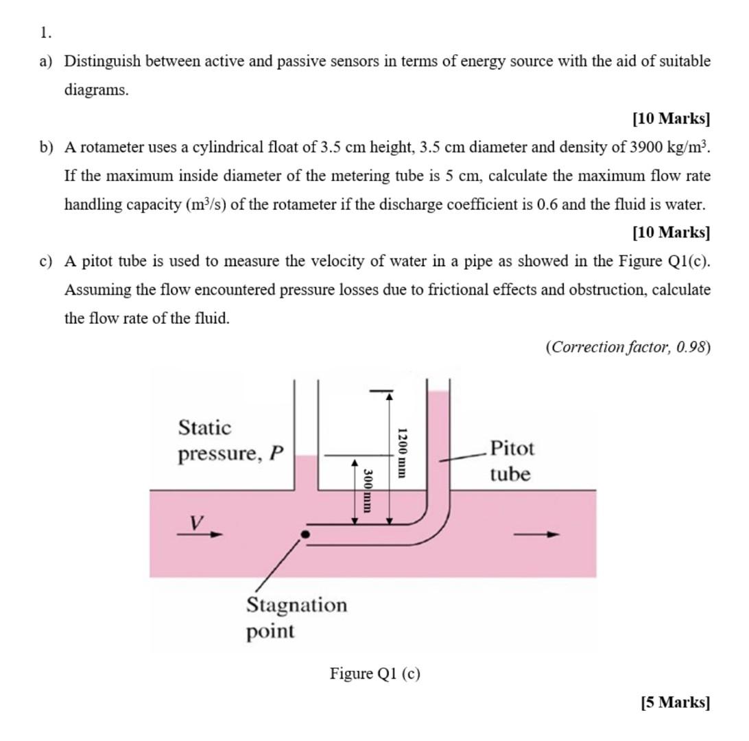 Solved 1. a) Distinguish between active and passive sensors | Chegg.com