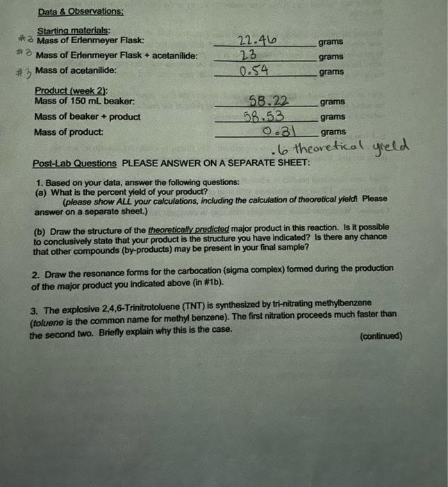 Solved Post-Lab Questions PLEASE ANSWER ON A SEPARATE SHEET: | Chegg.com