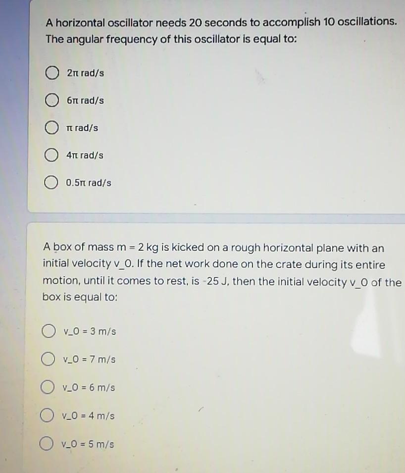 Solved A horizontal oscillator needs 20 seconds to | Chegg.com