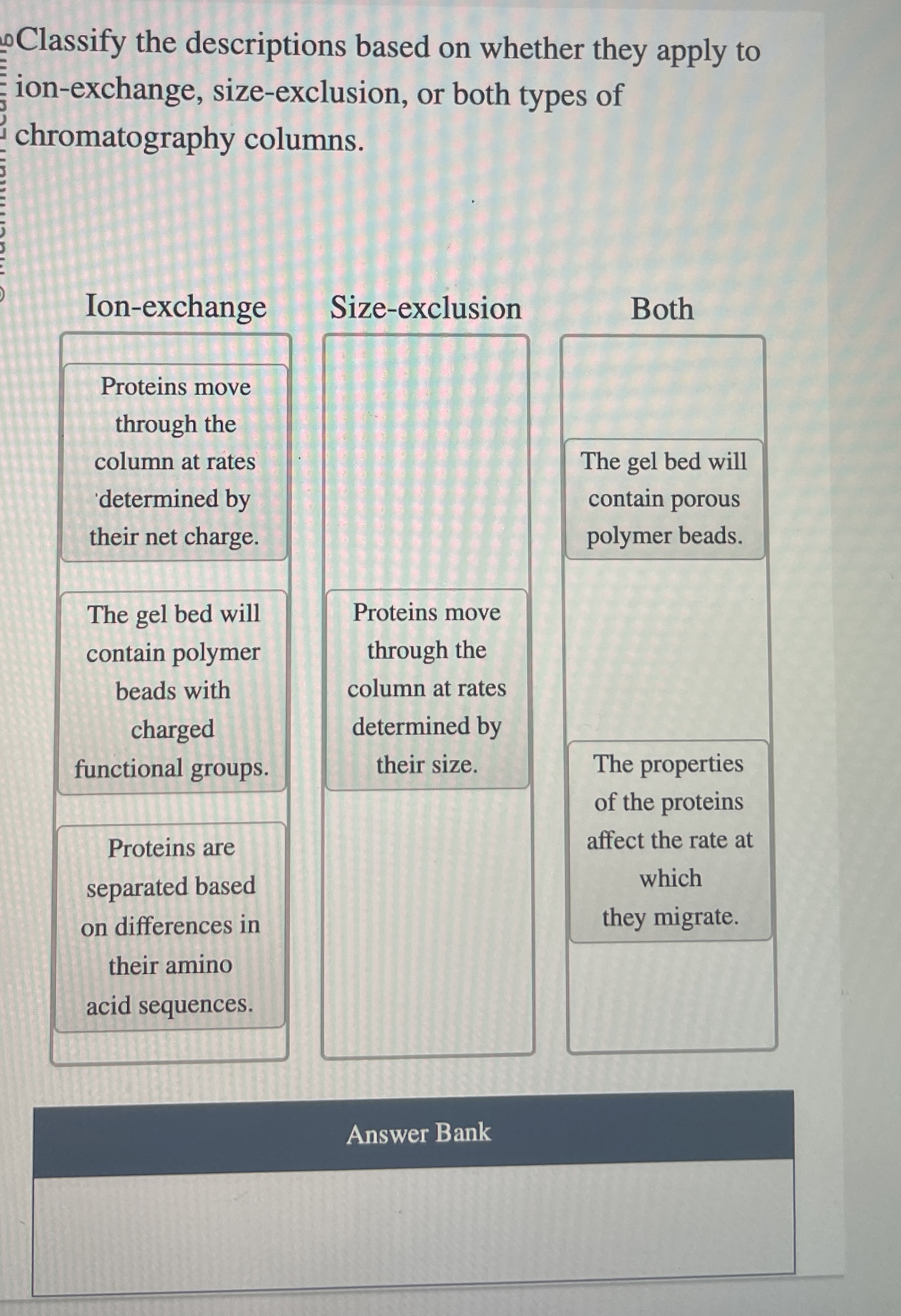 Solved Classify the descriptions based on whether they apply | Chegg.com