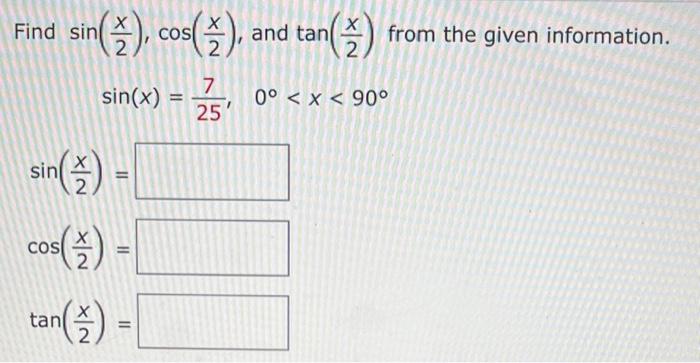 Solved Find sin(2x),cos(2x), and tan(2x) from the given | Chegg.com
