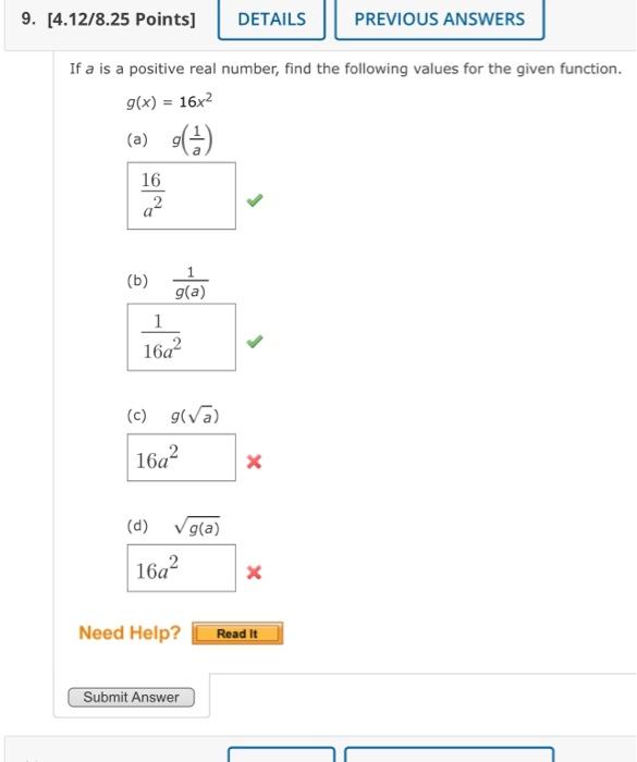 Solved 9. [4.12/8.25 Points] DETAILS PREVIOUS ANSWERS If a | Chegg.com