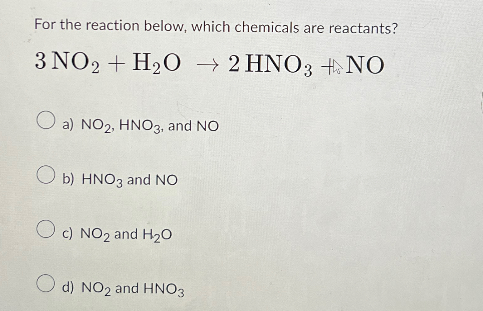 Solved For the reaction below, which chemicals are | Chegg.com