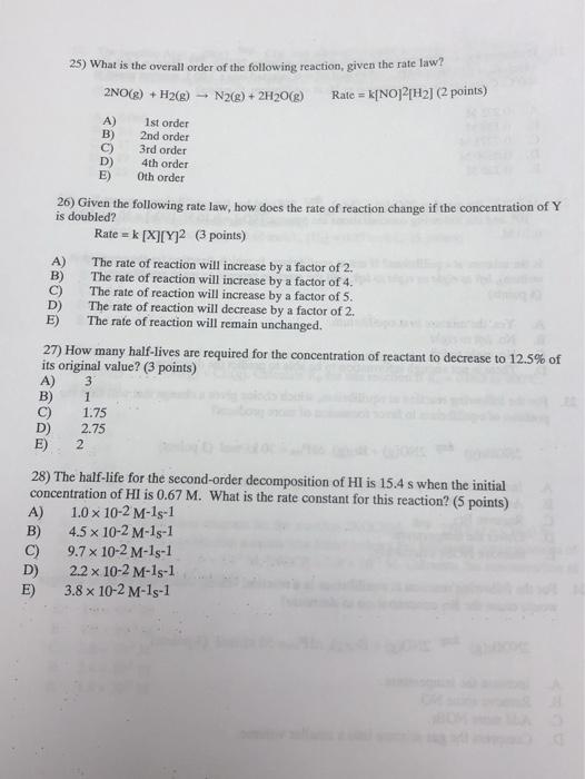Solved 25) What is the overall order of the following | Chegg.com
