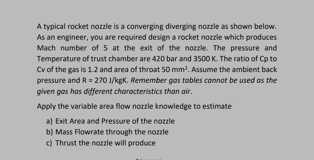 Solved A typical rocket nozzle is a converging diverging | Chegg.com