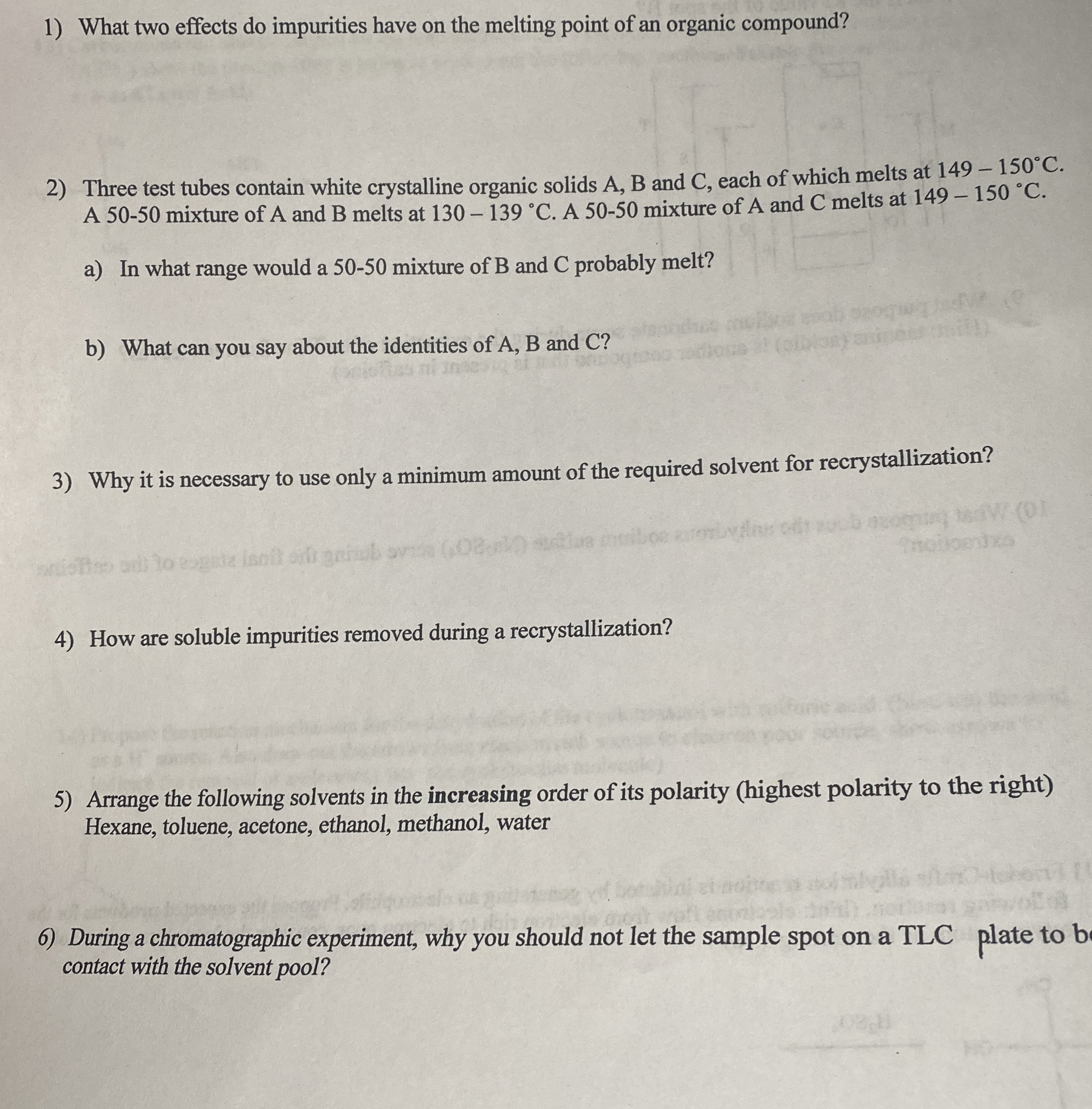 Solved What two effects do impurities have on the melting | Chegg.com