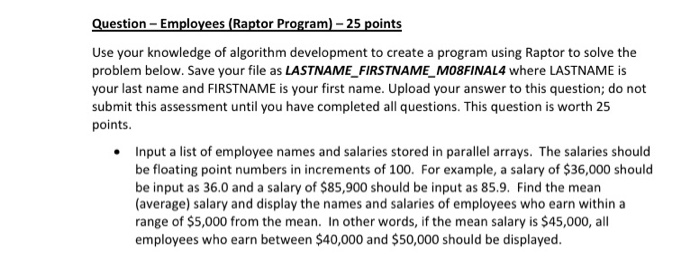 (Solved) : Question Employees Raptor Program 25 Points Use Knowledge ... (Solved) : Question Employees Raptor Program 25 Points Use Knowledge ...