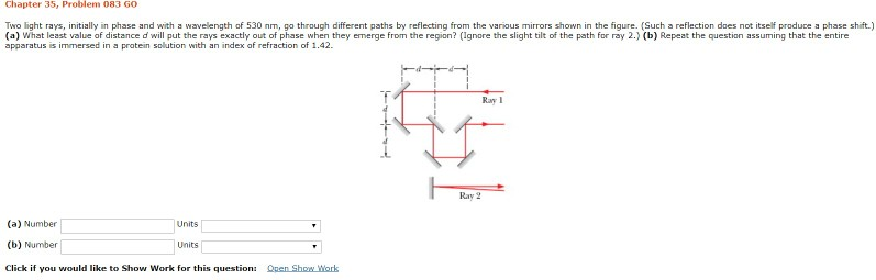 Solved Chapter 35, Problem 083 60 Two light rays, initially | Chegg.com