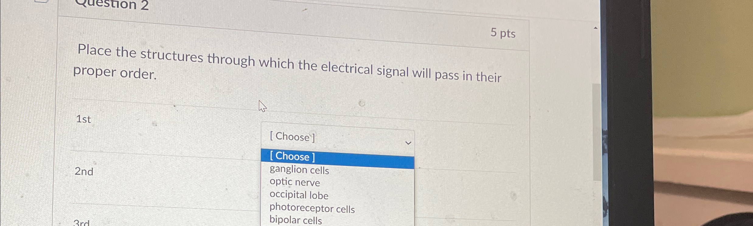 Solved 5 ﻿ptsPlace the structures through which the | Chegg.com