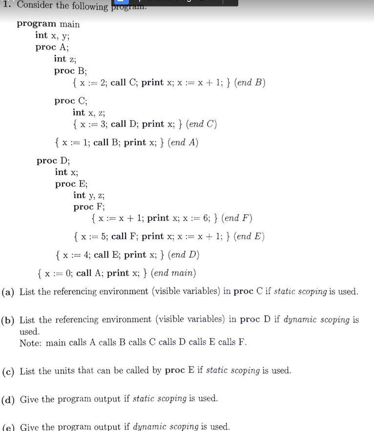 Solved Consider the following program.program mainint | Chegg.com