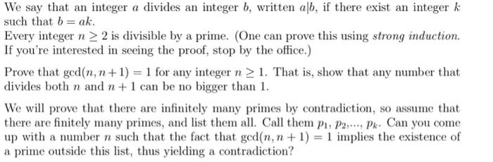 Solved We say that an integer a divides an integer b, | Chegg.com