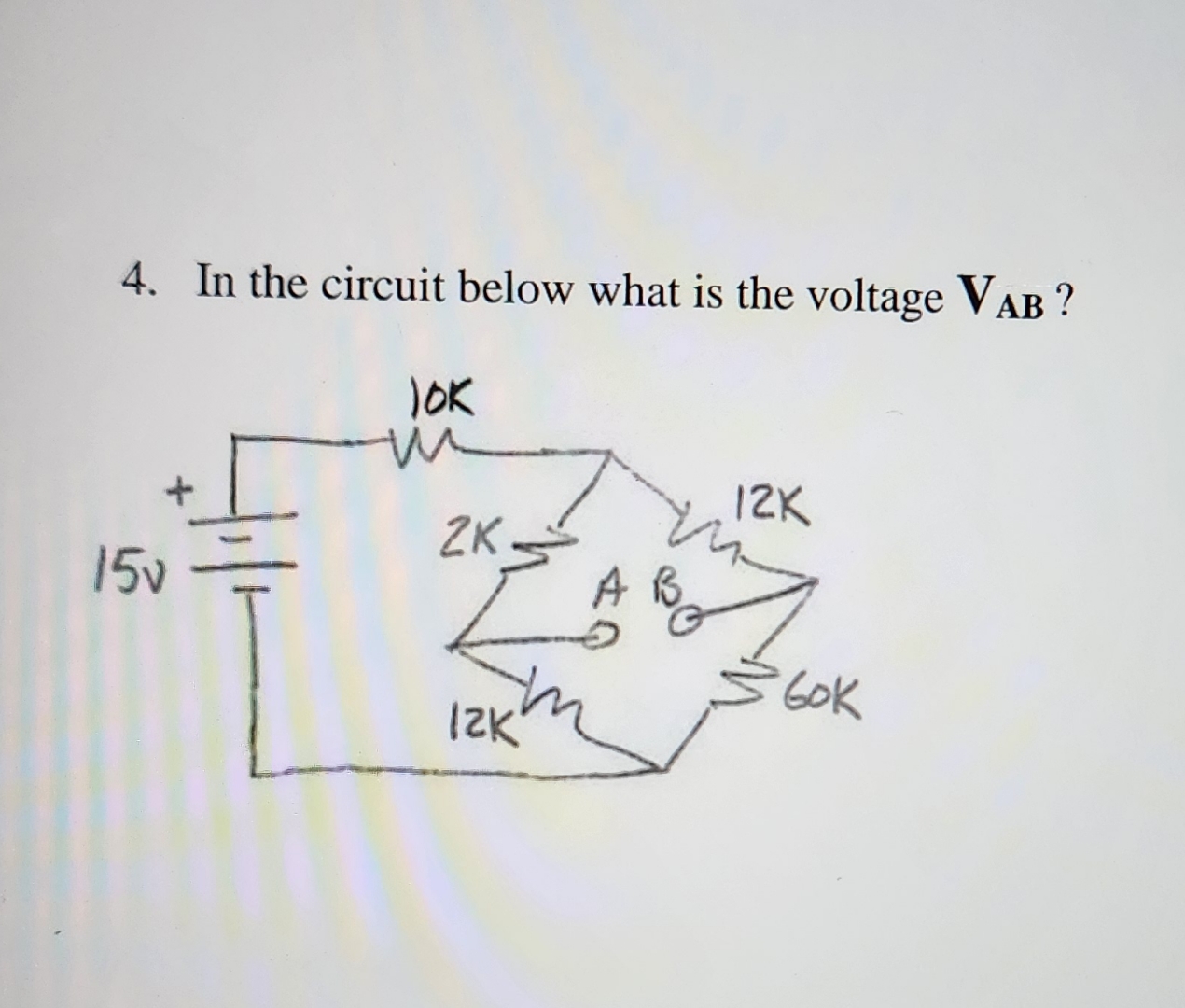 Solved In the circuit below what is the voltage VAB ? | Chegg.com