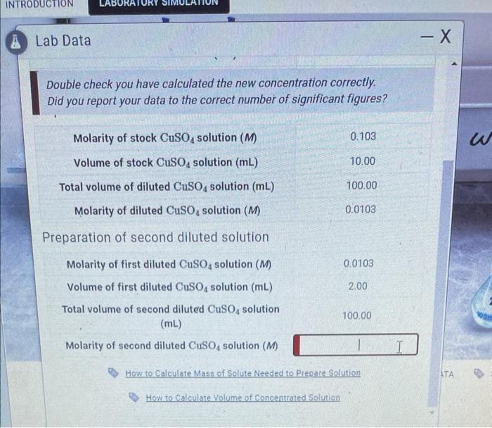Solved Lab Data Preparation of stock solution Double check | Chegg.com Solved Lab Data Preparation of stock solution Double check | Chegg.com