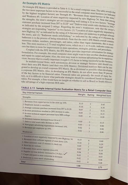 Solved Discussion Chapt 4: IFE Matrix for Retail Computer | Chegg.com