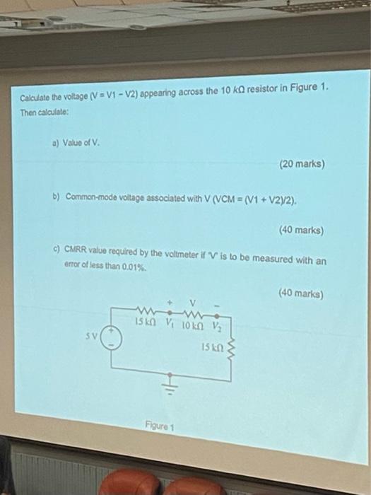 [Solved]: Calculate the voltage (V = V1 - V2) appearing acro