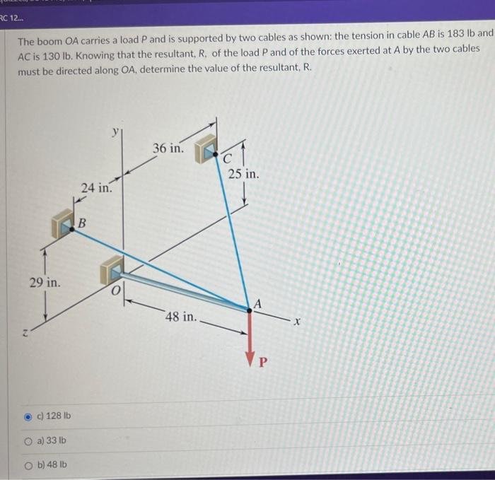 Solved The boom OA carries a load P and is supported by two | Chegg.com
