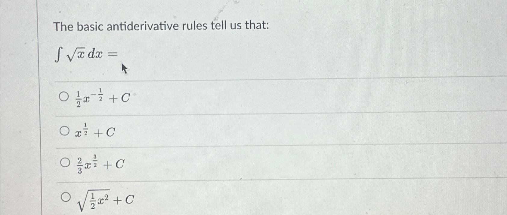 Solved The basic antiderivative rules tell us | Chegg.com
