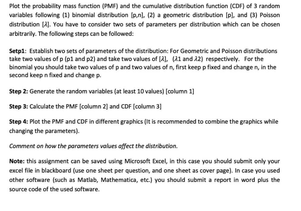 Solved Plot the probability mass function (PMF) and the | Chegg.com