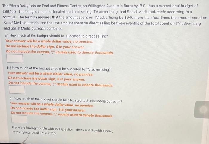 Solved The Eileen Dailly Leisure Pool and Fitness Centre, on | Chegg.com