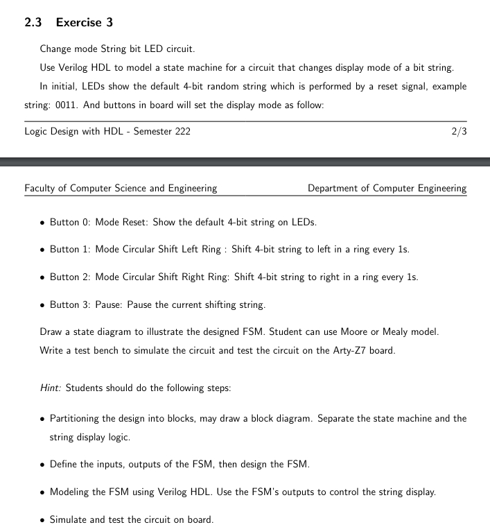 Solved 2.3 ﻿Exercise 3Change mode String bit LED circuit.Use | Chegg.com