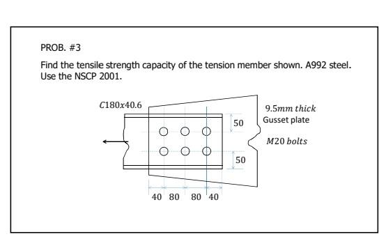 Solved PROB. #3 Find the tensile strength capacity of the | Chegg.com