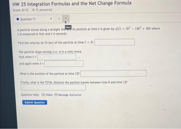 Solved HW 25 Integration Formulas and the Net Change Formula | Chegg.com