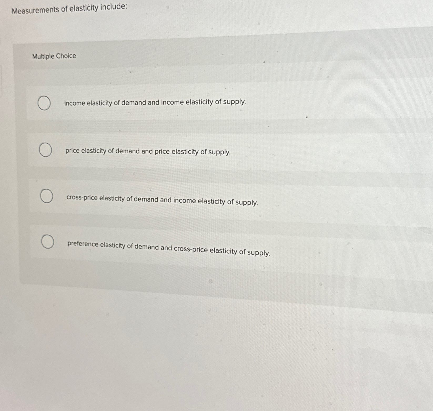 Solved Measurements of elasticity include:Multiple | Chegg.com