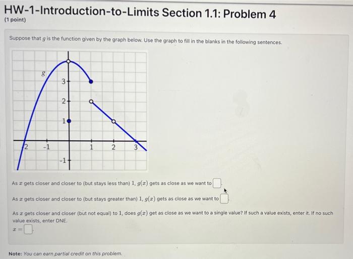Solved HW-1-Introduction-to-Limits Section 1.1: Problem 4 (1 | Chegg.com