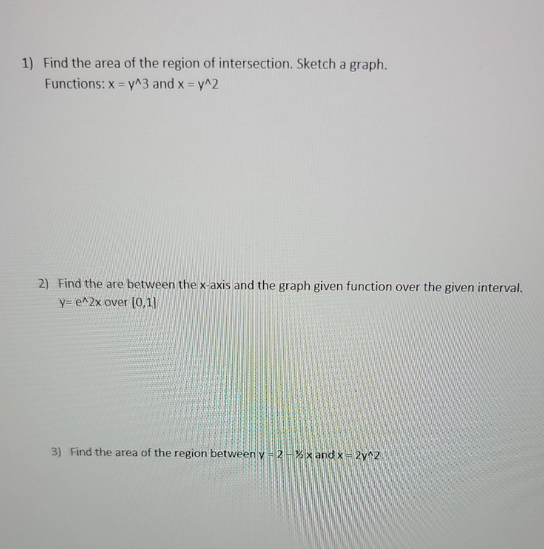 Solved 1) Find the area of the region of intersection. | Chegg.com