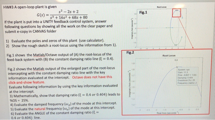 Solved Fig.1 HW#3 A open-loop plant is given s2 - 2s +2 G(S) | Chegg.com