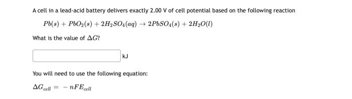 Solved A cell in a lead-acid battery delivers exactly 2.00 V | Chegg.com