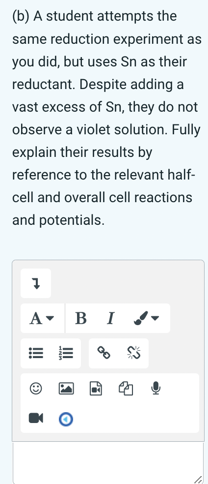 Solved (b) ﻿A student attempts the same reduction experiment | Chegg.com