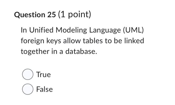 Solved In Unified Modeling Language (UML) foreign keys allow | Chegg.com