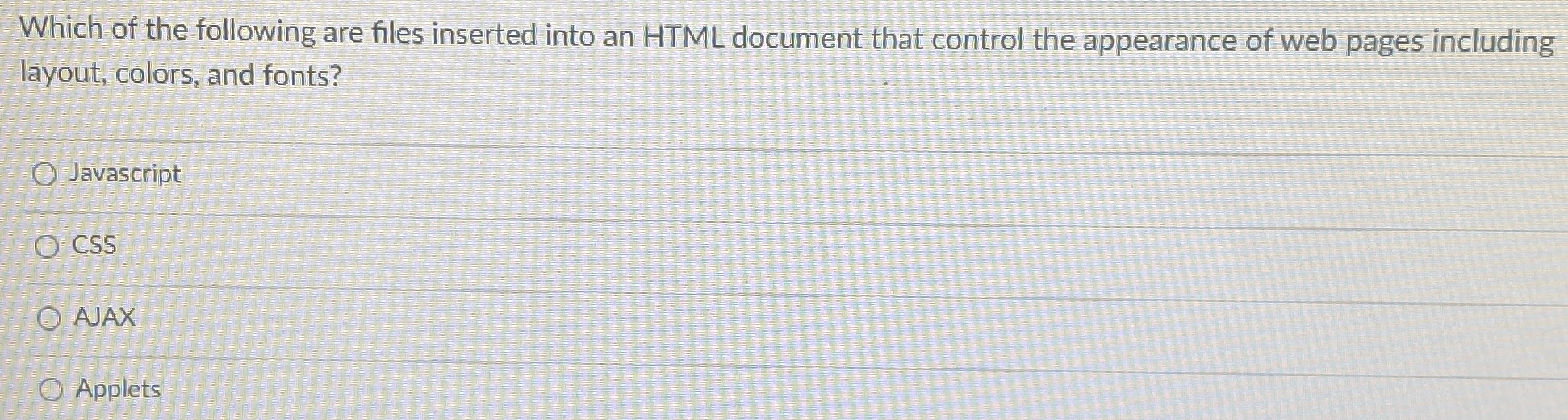 Solved Which of the following are files inserted into an | Chegg.com