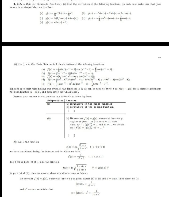 Solved 3. (Chain Rule for Componite Functiona). (i) Find the | Chegg.com