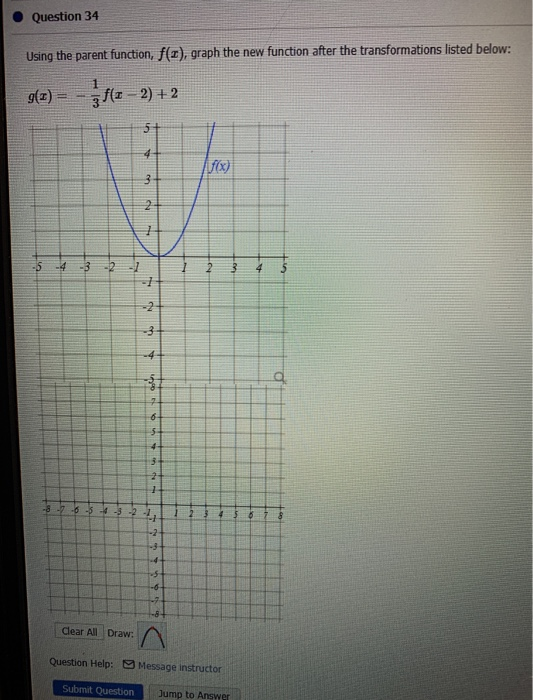 Solved Question 34 Using the parent function, f(2), graph | Chegg.com
