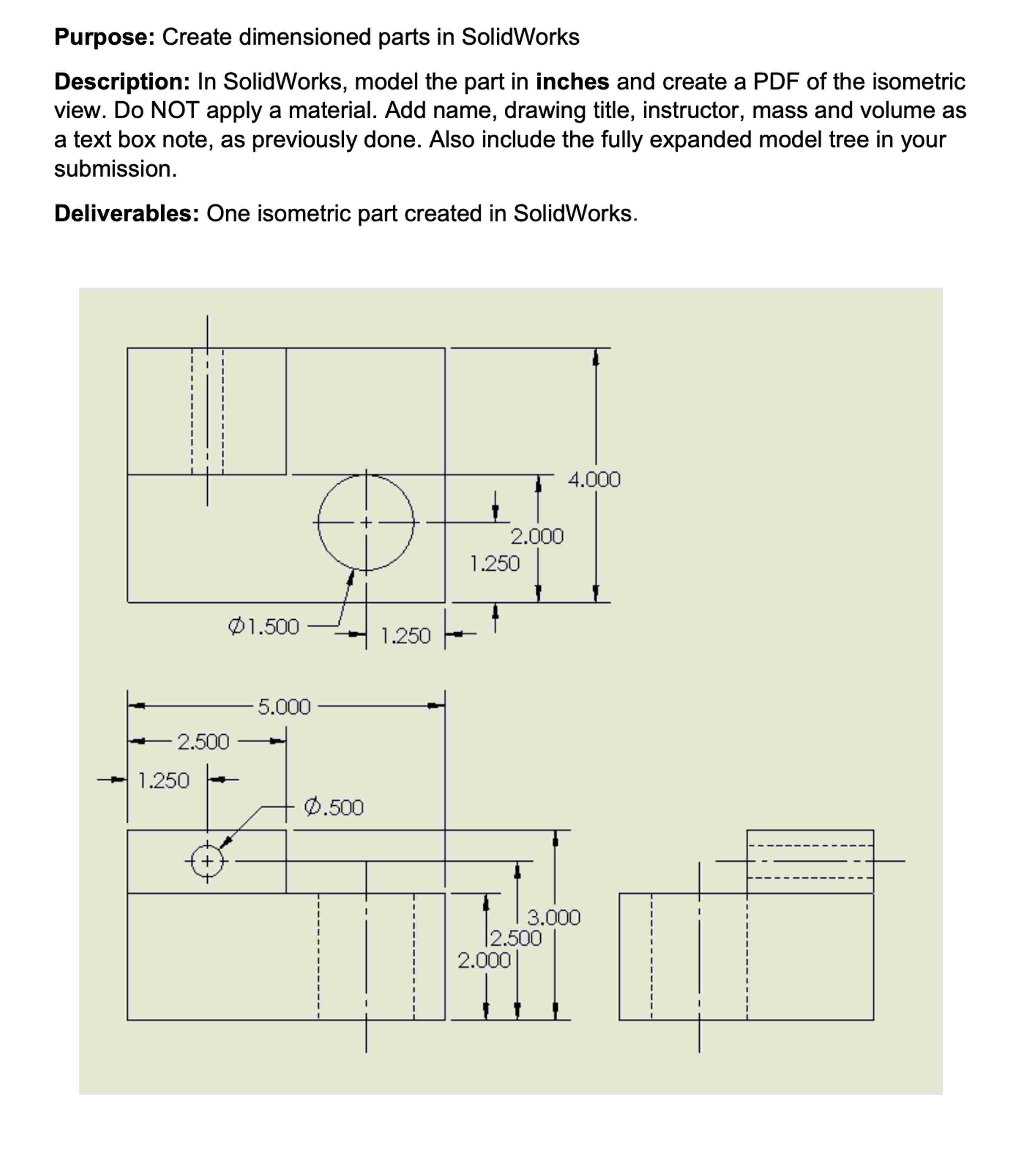 Solved Purpose: Create dimensioned parts in | Chegg.com