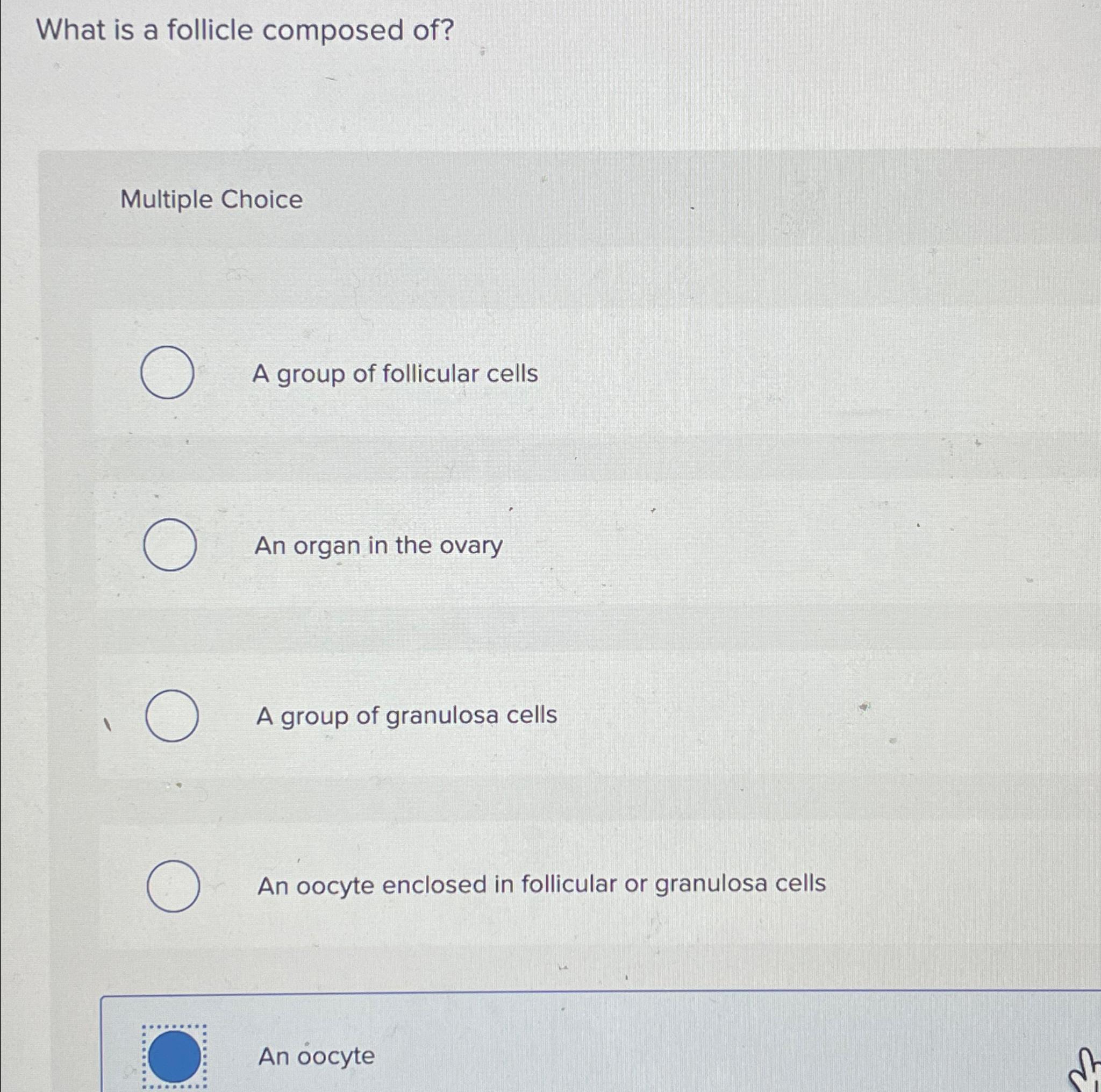 Solved What is a follicle composed of?Multiple ChoiceA group | Chegg.com