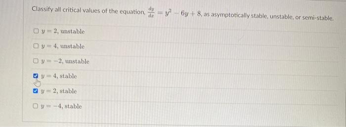 Solved Classify all critical values of the equation, | Chegg.com