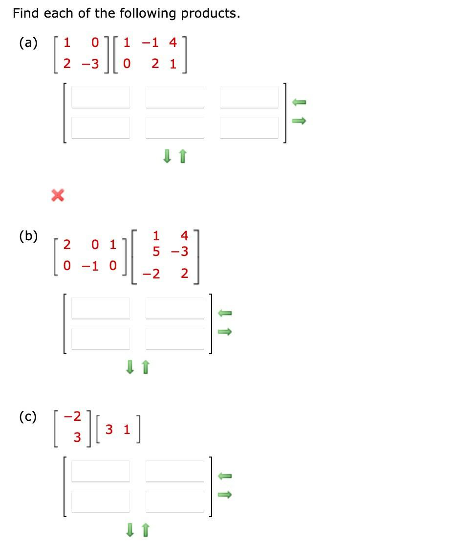 Solved Find each of the following products. (a) 1 0 1 - 1 4 | Chegg.com