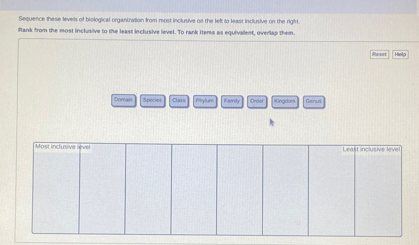 Solved Sequence these levels of biological organization from | Chegg.com