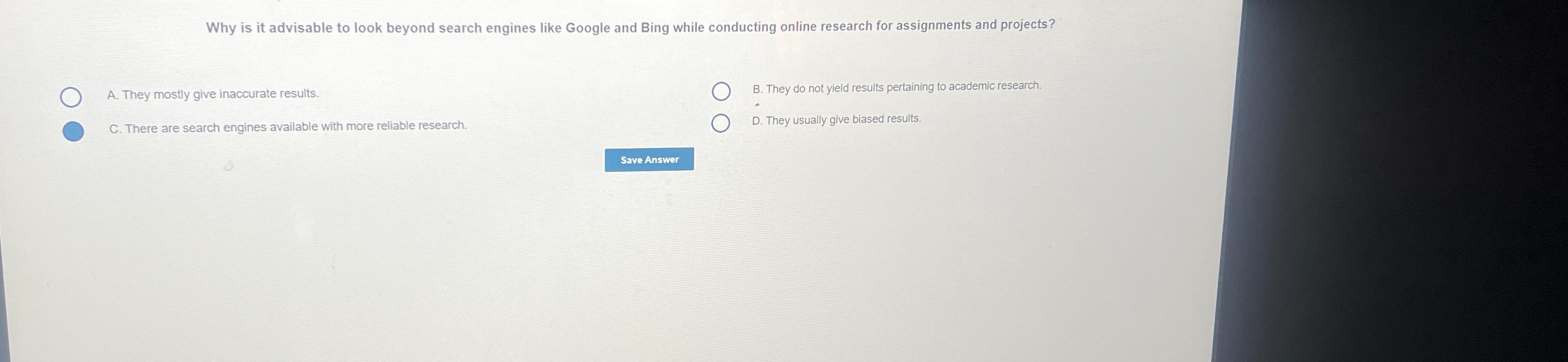 Solved Why is it advisable to look beyond search engines | Chegg.com