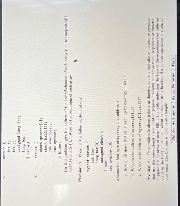 Solved a. long q; int 1; short w; char b1; char b2; \} | Chegg.com