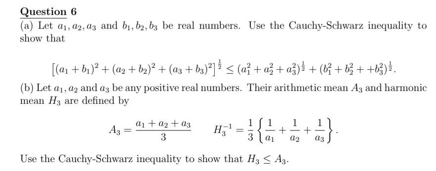 Solved (a) Let a1,a2,a3 and b1,b2,b3 be real numbers. Use | Chegg.com