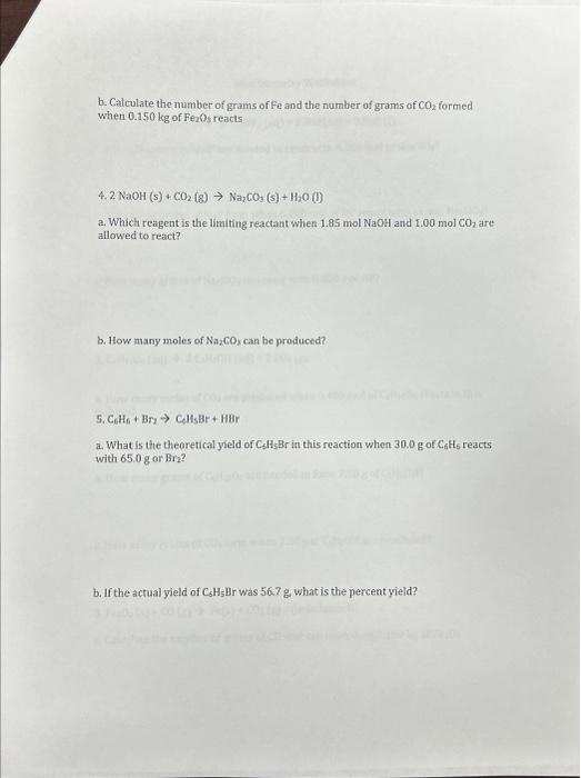 Solved Stoichiometry Workskeet 1. Na2SiO3( | Chegg.com