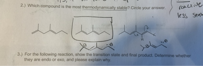 Solved 2.) Which compound is the most thermodynamically | Chegg.com