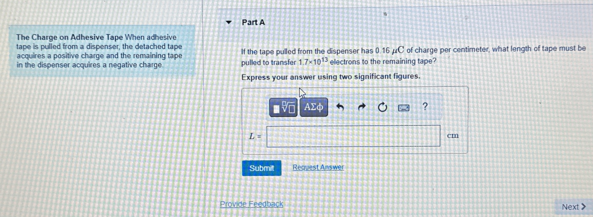 Solved Part AThe Charge on Adhesive Tape When adhesive tape | Chegg.com